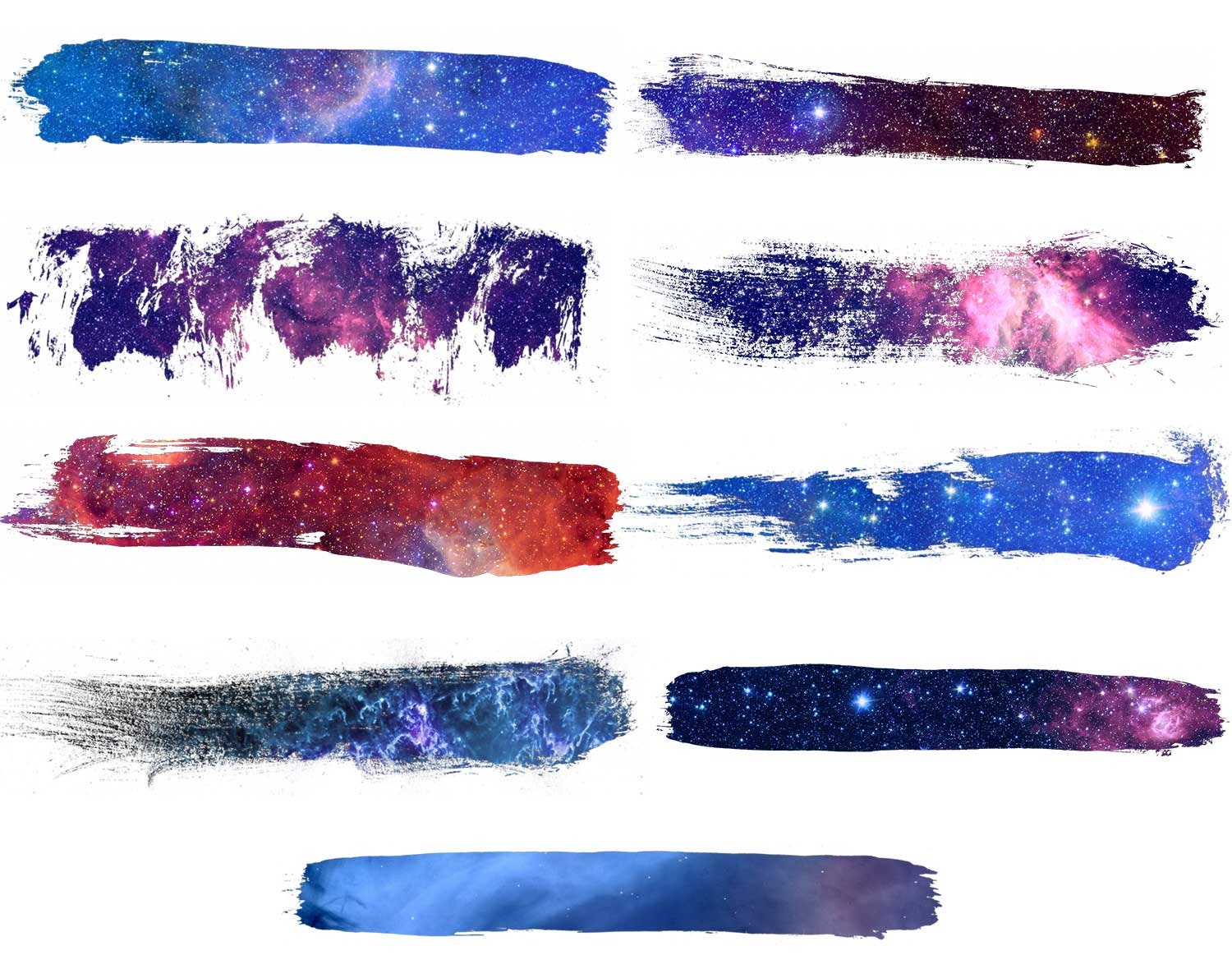 24 Space Brush Strokes PNG Digital Files Instant Download | Etsy