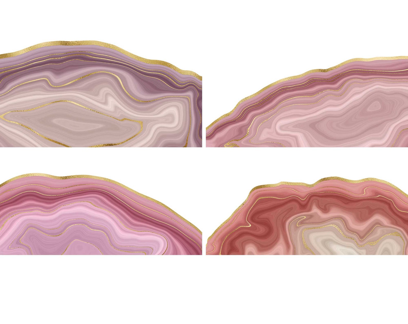 16 PNG Digital Agate Borders With Gold Veins Clip Art | Etsy