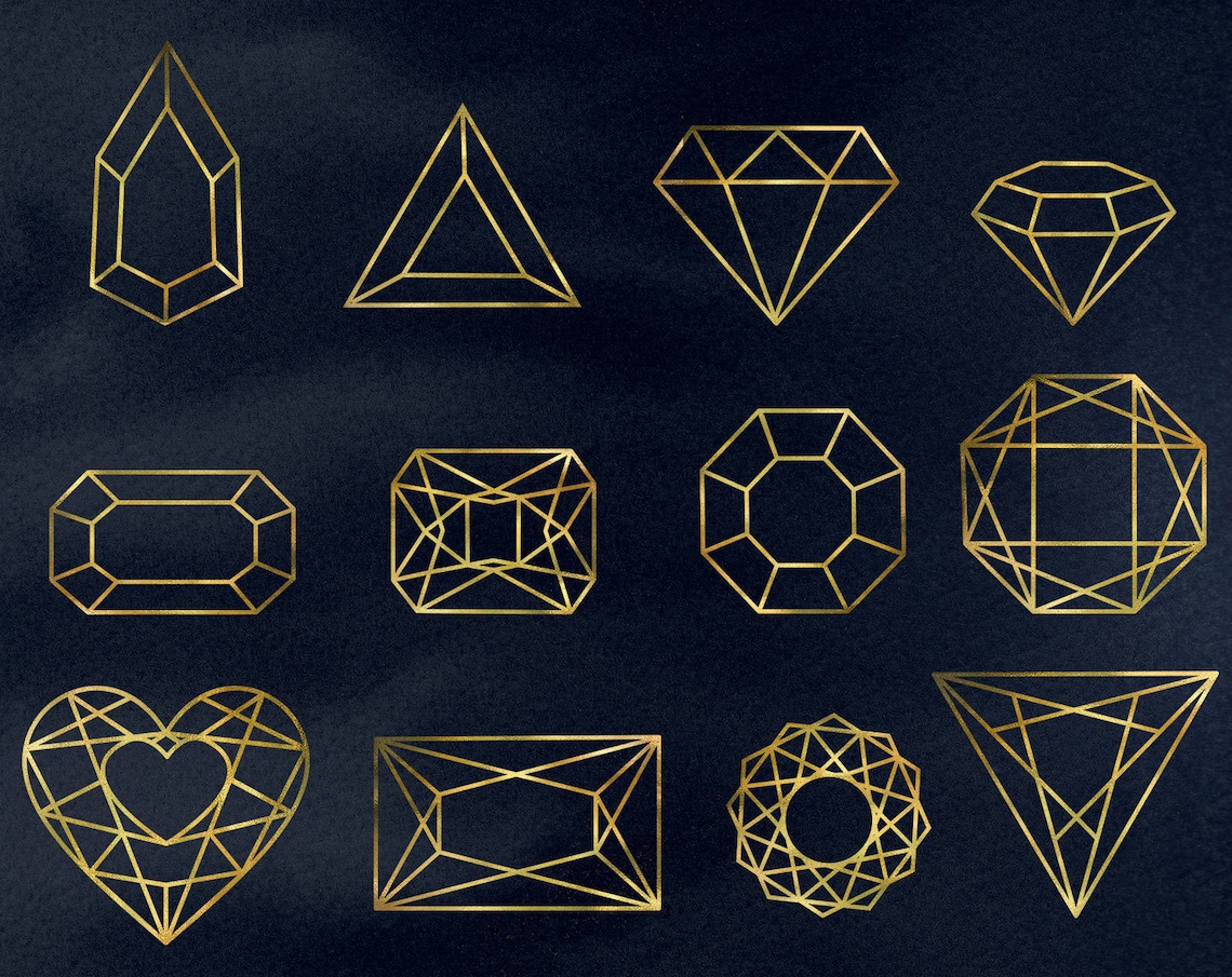 24 Golden Gems Gold Elements Digital Pack Instant Download - Etsy