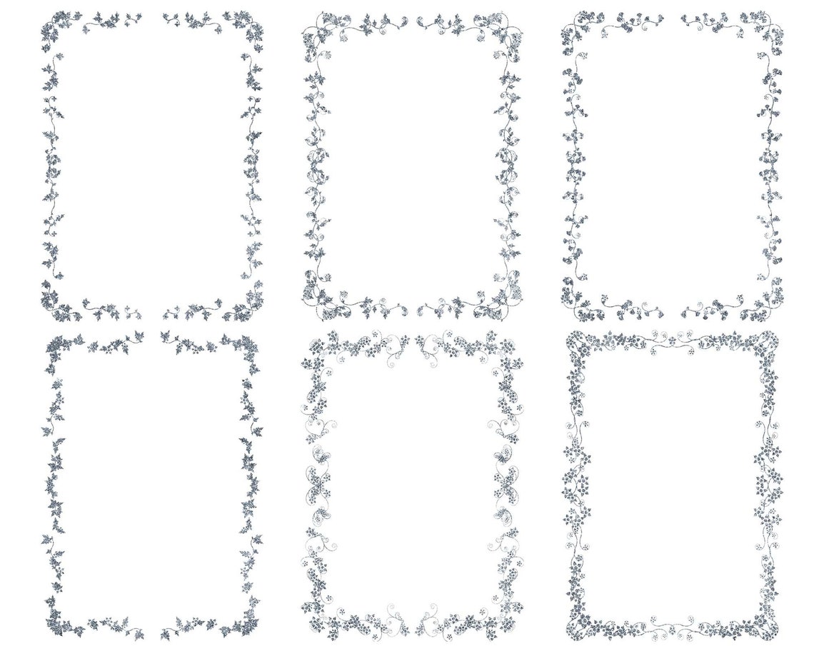 20 Silver Glitter Floral Frames Clip Art Digital Pack | Etsy