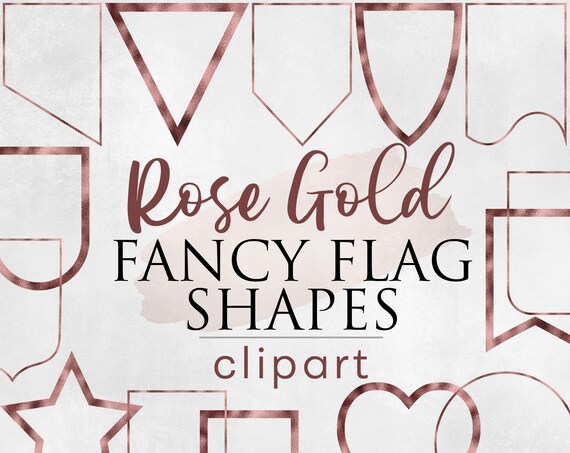 16 PNG Rose Gold Fancy Flag Shapes Digital Pack Instant | Etsy