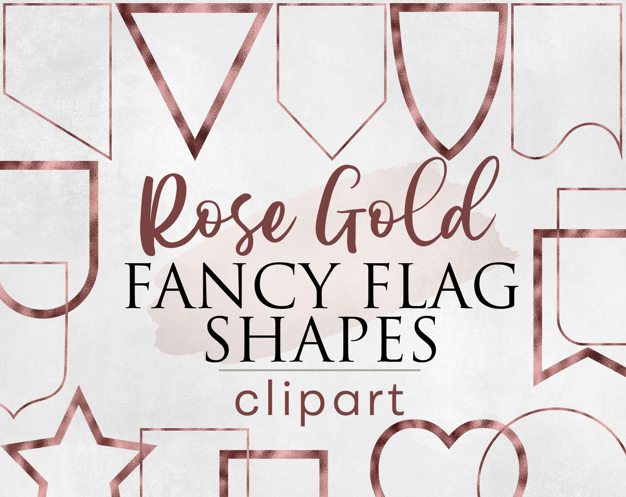 16 PNG Rose Gold Fancy Flag Shapes Digital Pack Instant - Etsy