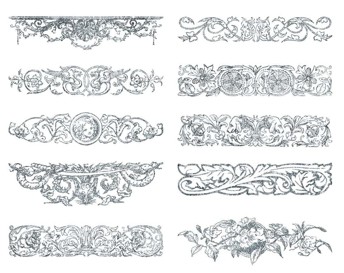 16 PNG Silver Glitter Vintage Dividers, Digital Pack, Instant Download ...