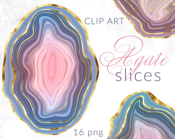 16 PNG Digital Agate Slices With Gold Clip Art Digital Agate | Etsy