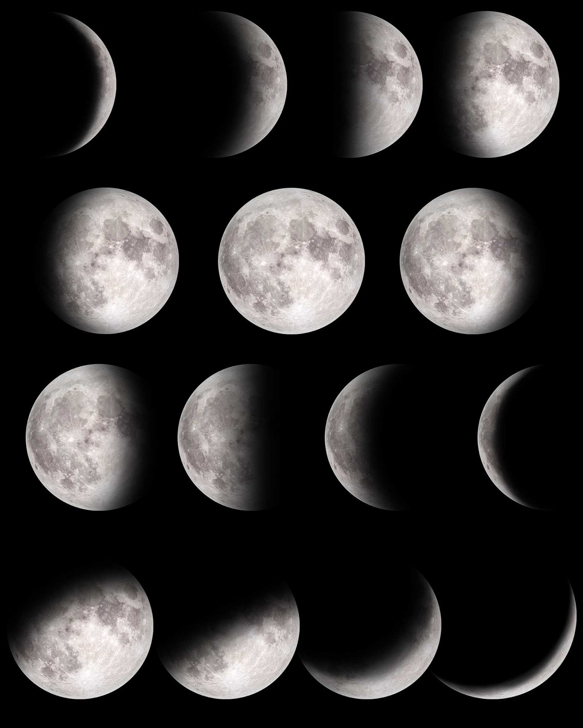 15 PNG Digital White Moon Instant Download Design Elements - Etsy