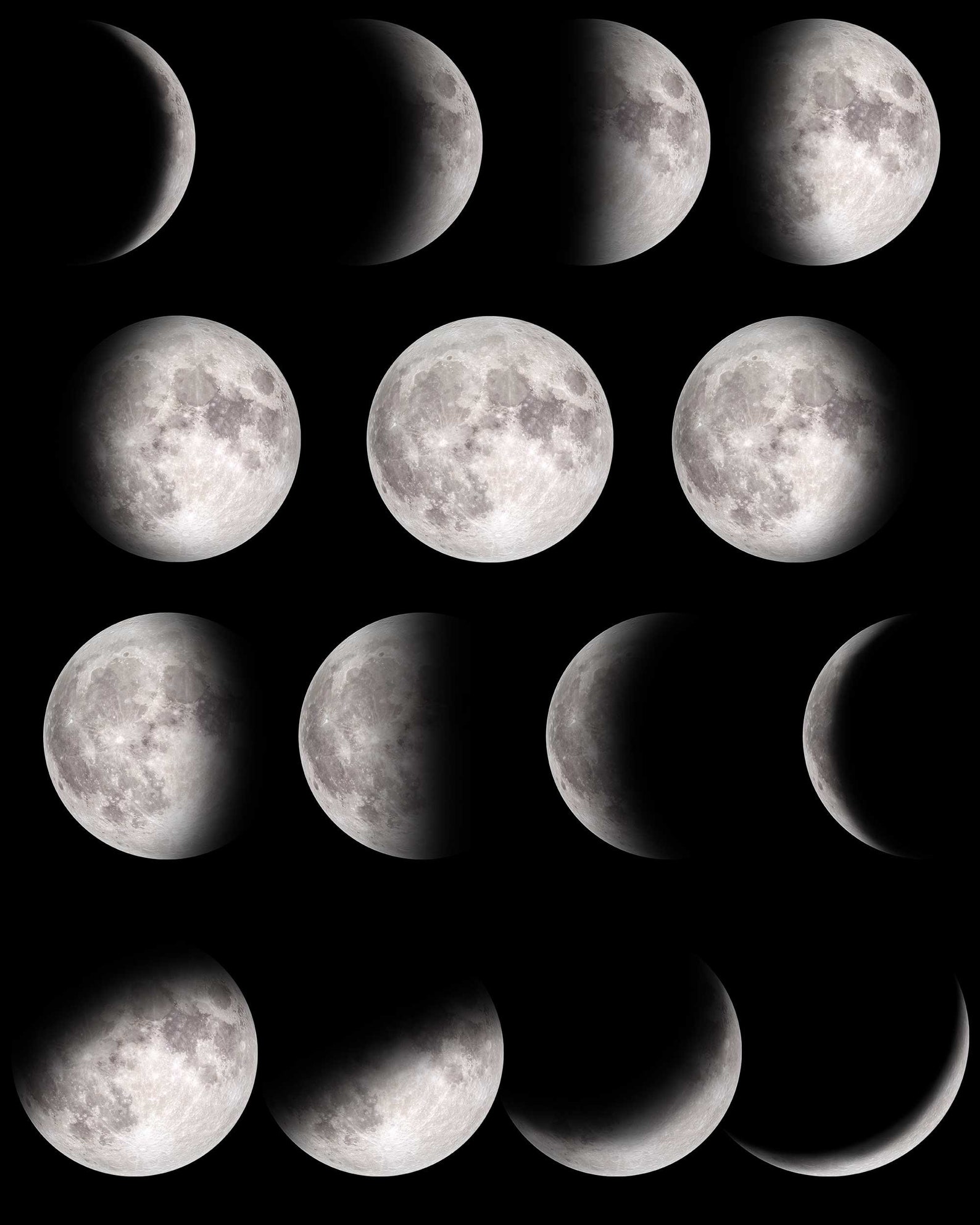 15 PNG Digital White Moon Instant Download Design Elements - Etsy