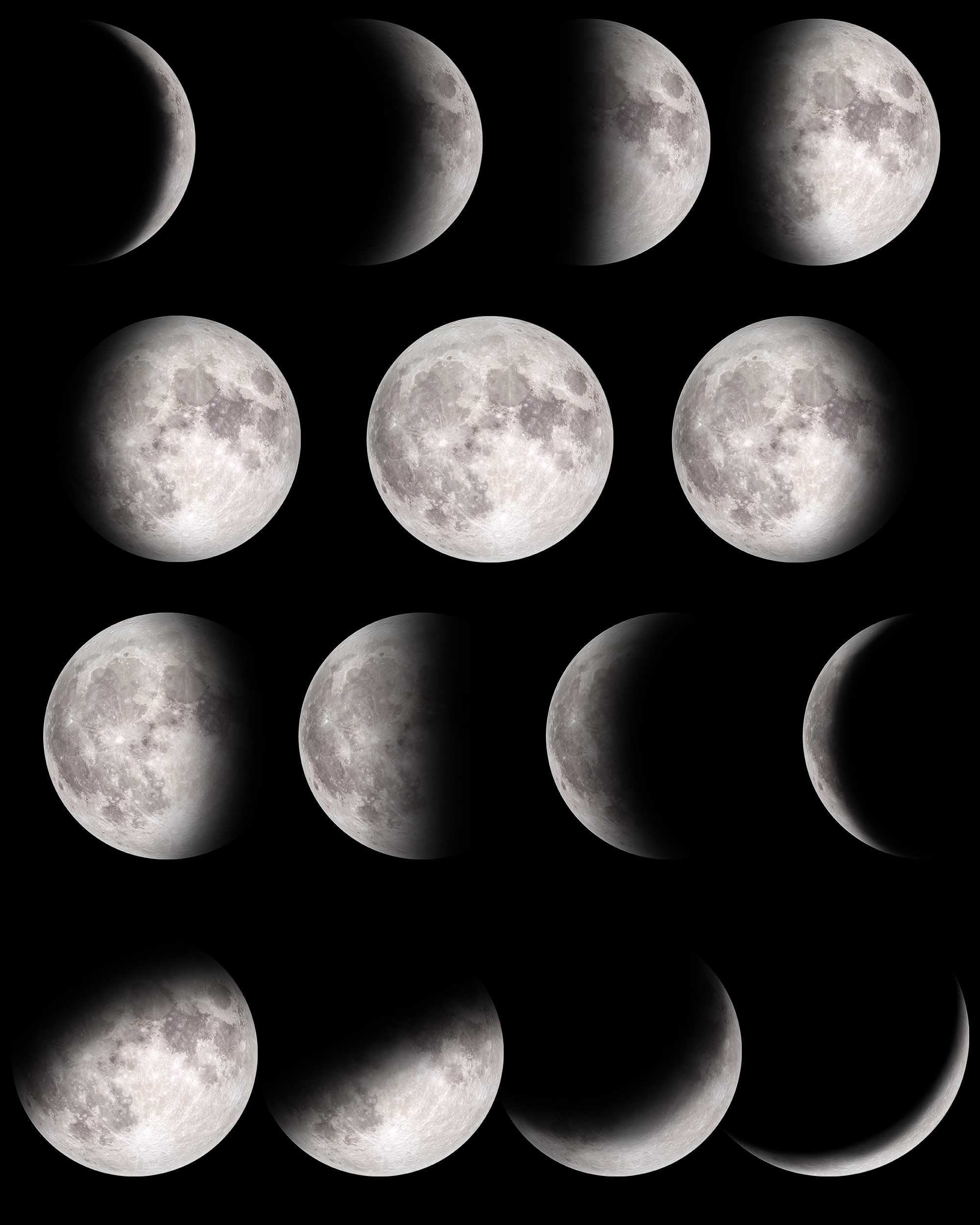 15 PNG Digital White Moon, Instant Download, Design Elements, Moon ...