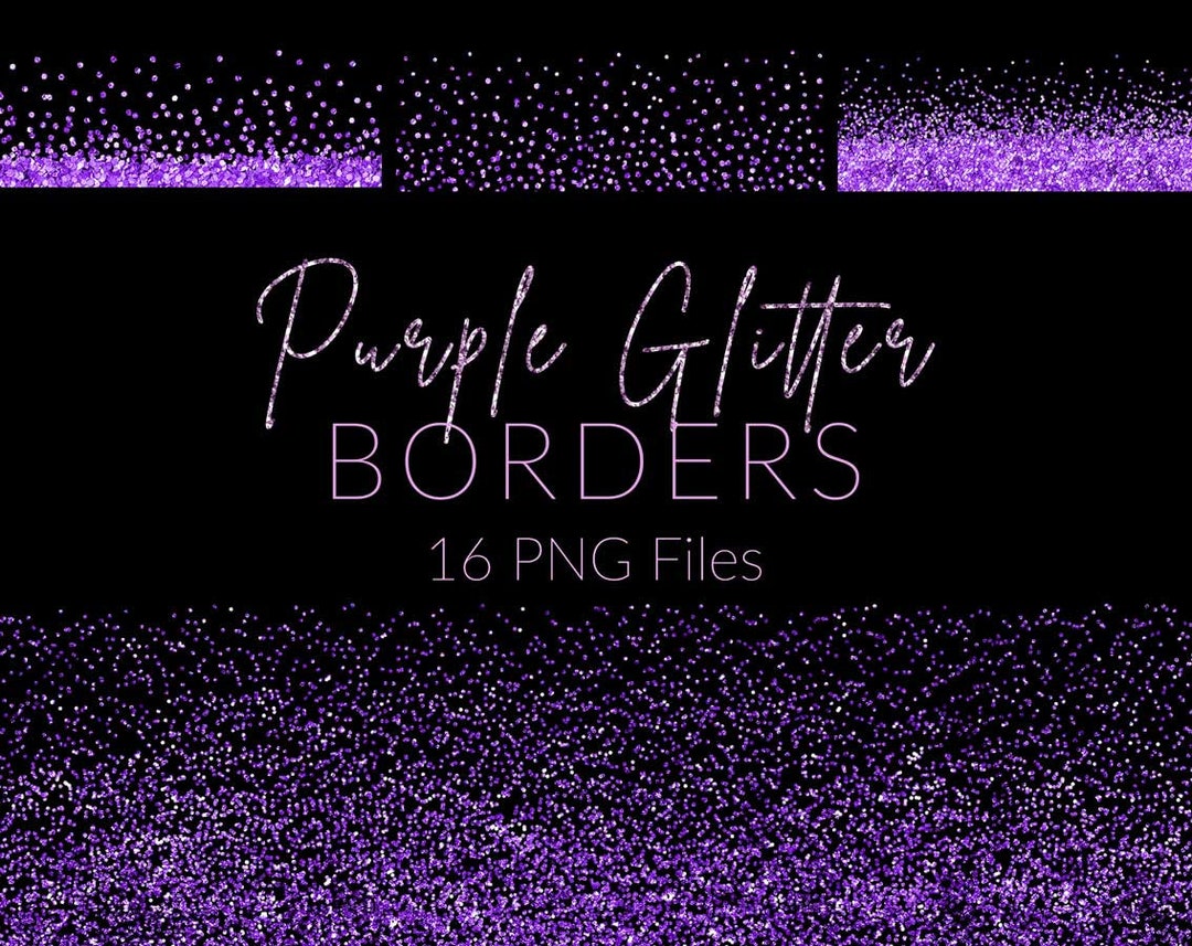 16 Purple Glitter Borders, Border Overlays, Digital Files, Instant ...