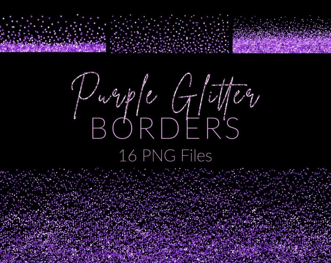 16 Purple Glitter Borders Border Overlays Digital Files - Etsy