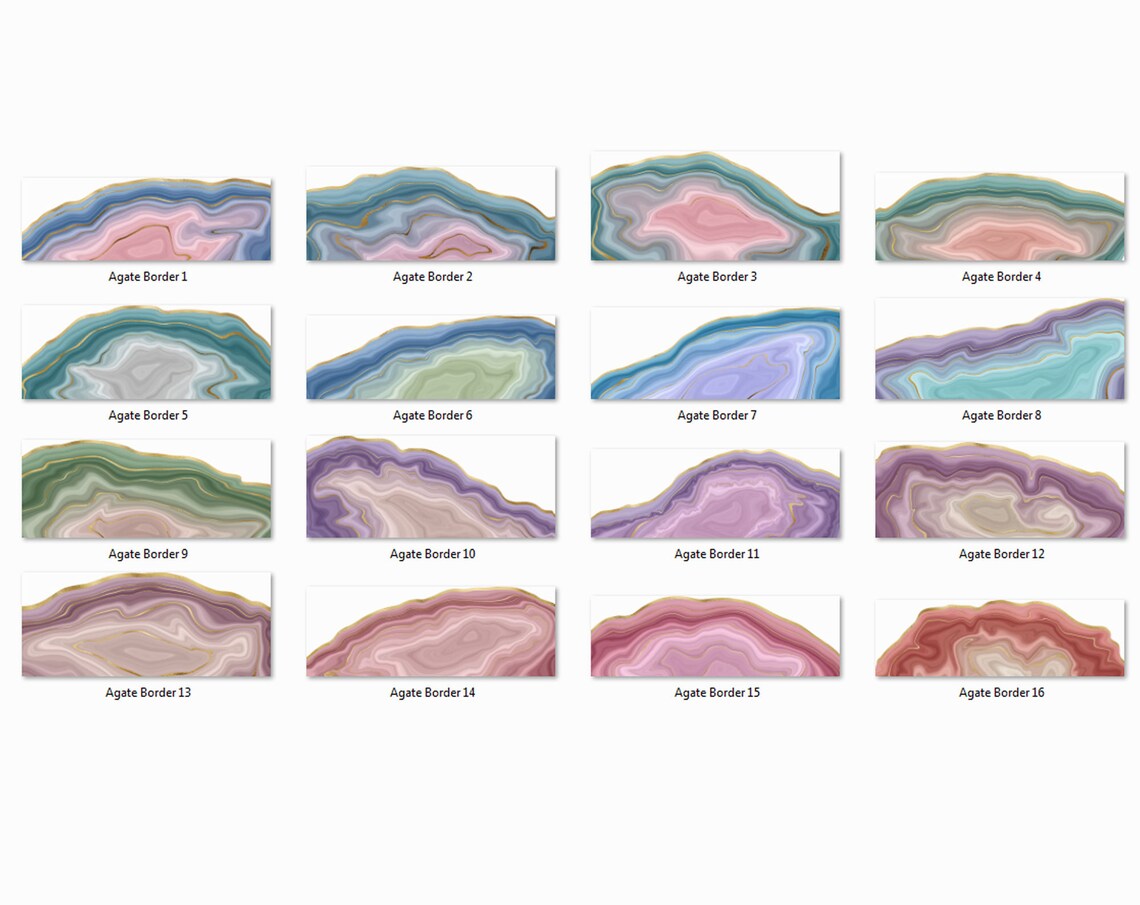 16 PNG Digital Agate Borders With Gold Veins Clip Art | Etsy