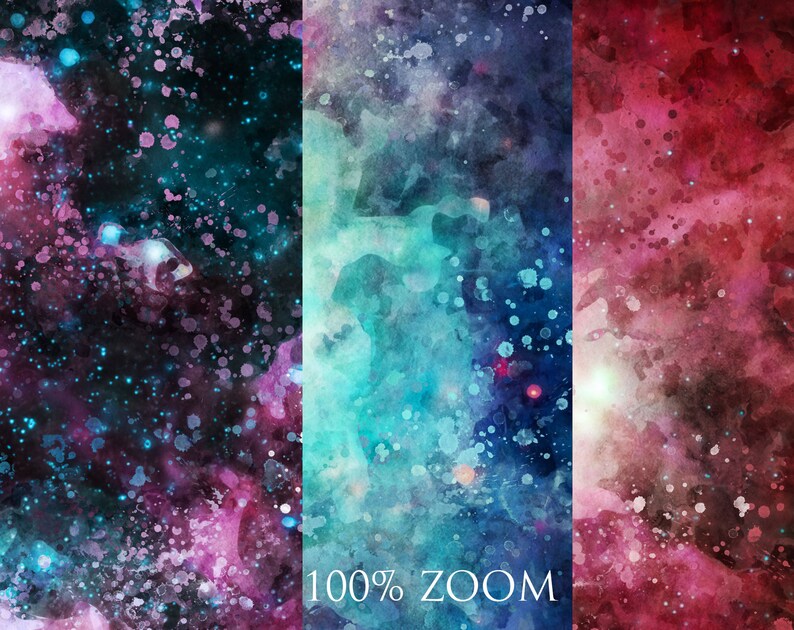 Watercolor Nebula Digital Paper, Space Digital Paper, Nebula ...