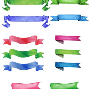 27 PNG Digital Watercolor Watercolor Banners Clipart, Ribbon Banners ...