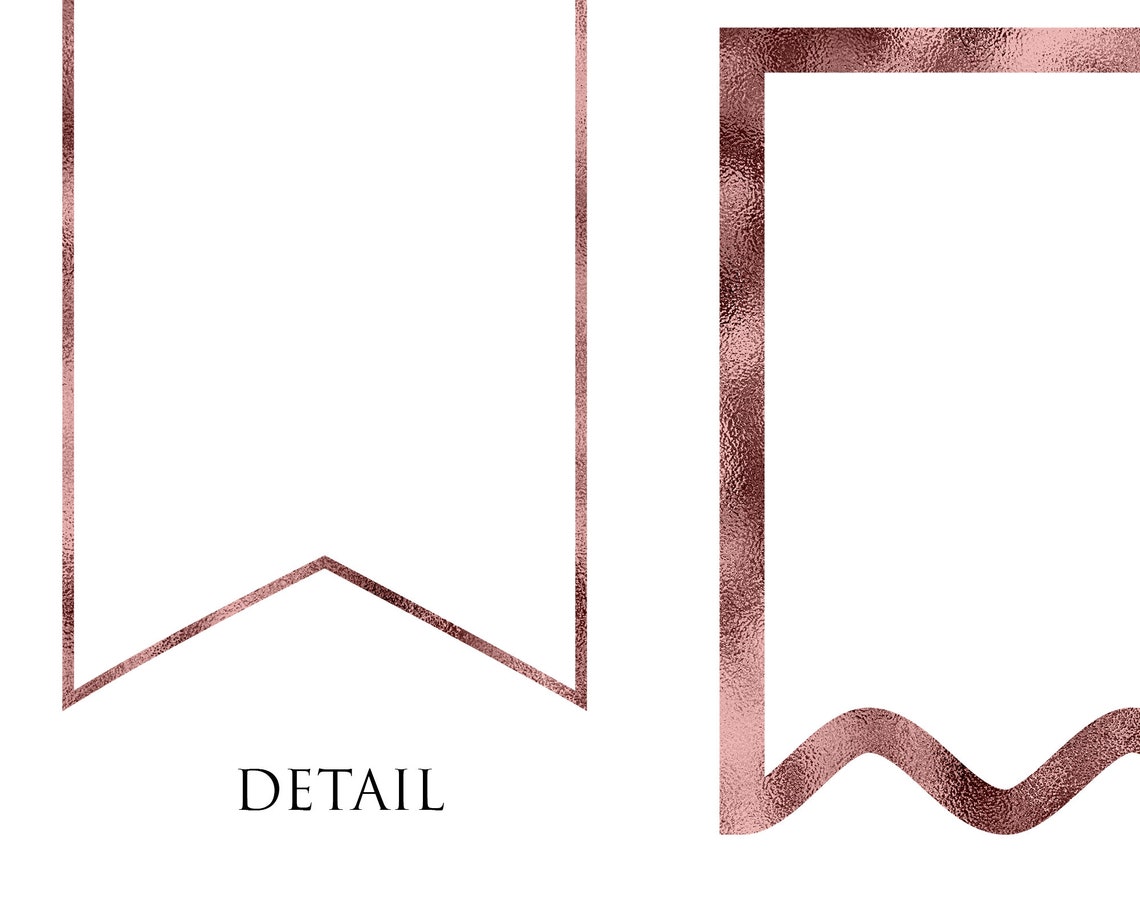 16 PNG Rose Gold Fancy Flag Shapes Digital Pack Instant | Etsy