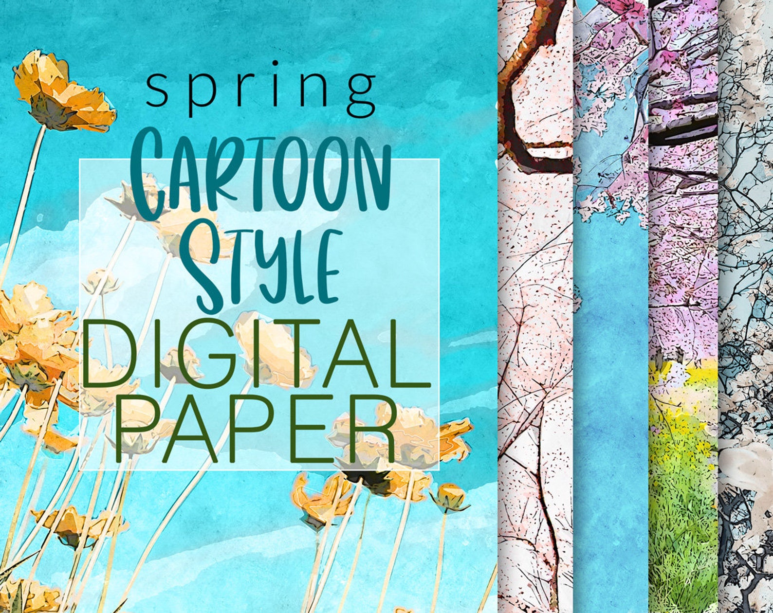 12 JPG Digital Textures Cartoon Style Backgrounds Instant | Etsy