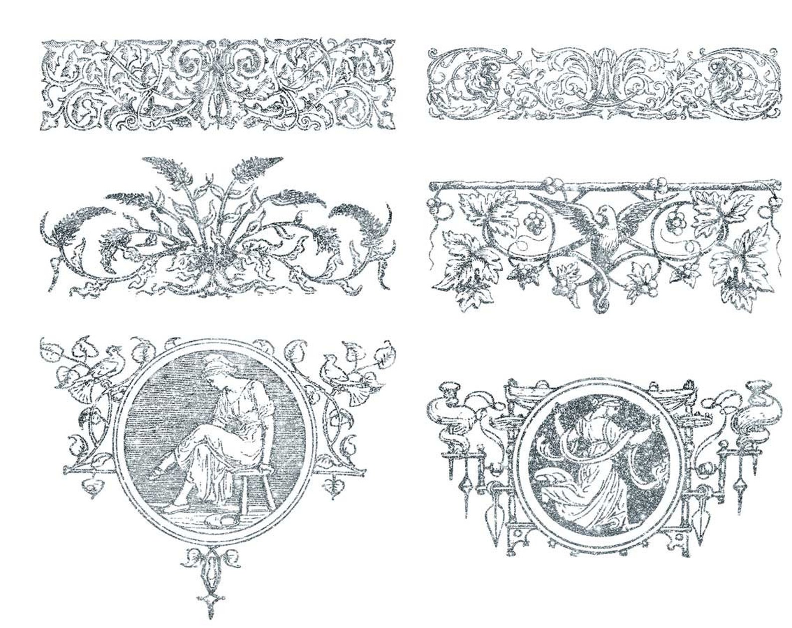 16 PNG Silver Glitter Vintage Dividers, Digital Pack, Instant Download ...