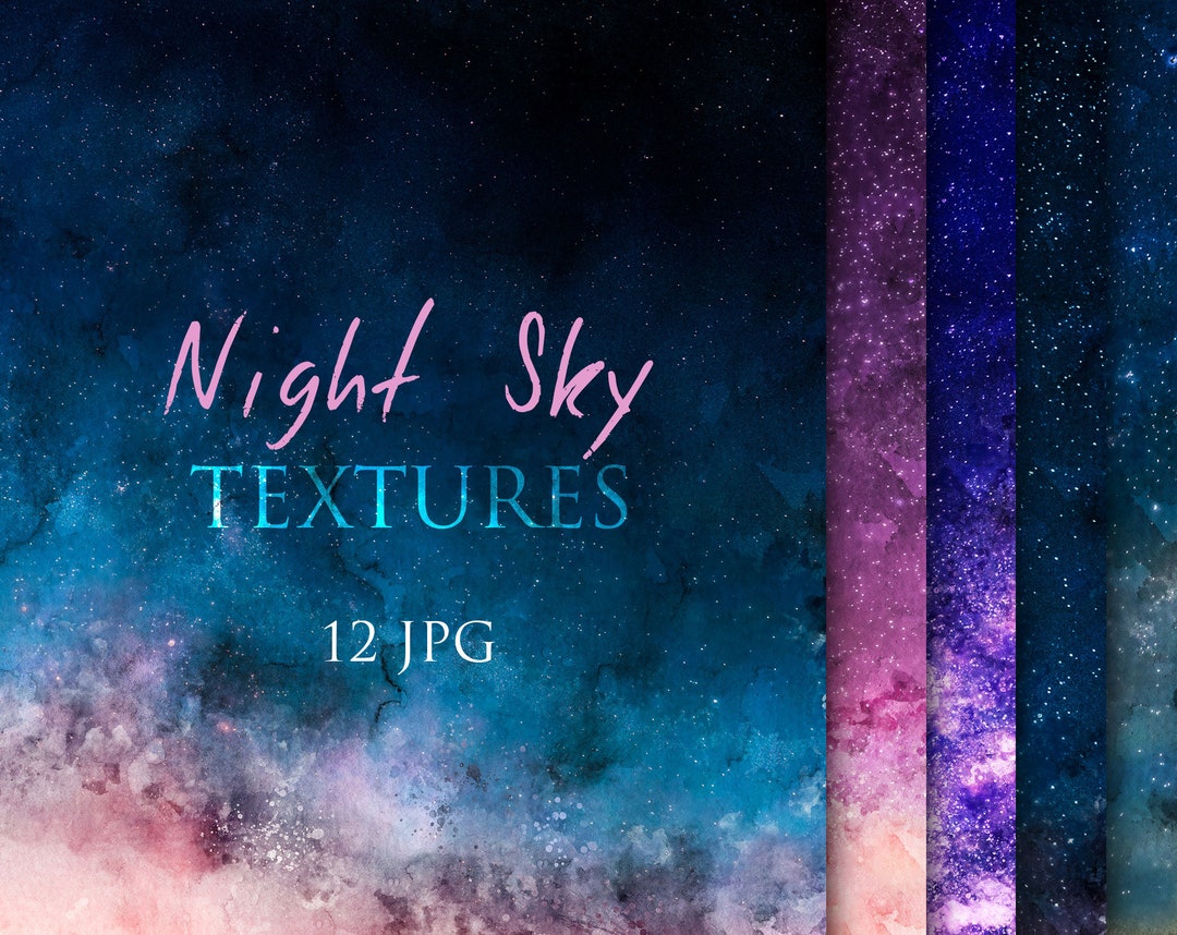 12 Night Sky Watercolor Backgrounds, Instant Download, Digital Files ...