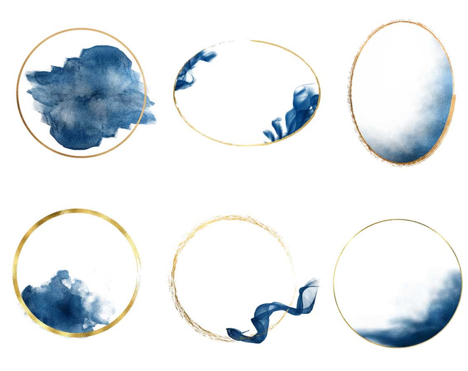 12 PNG Navy Blue Gold Frames, Gold and Blue Design Elements, Digital ...