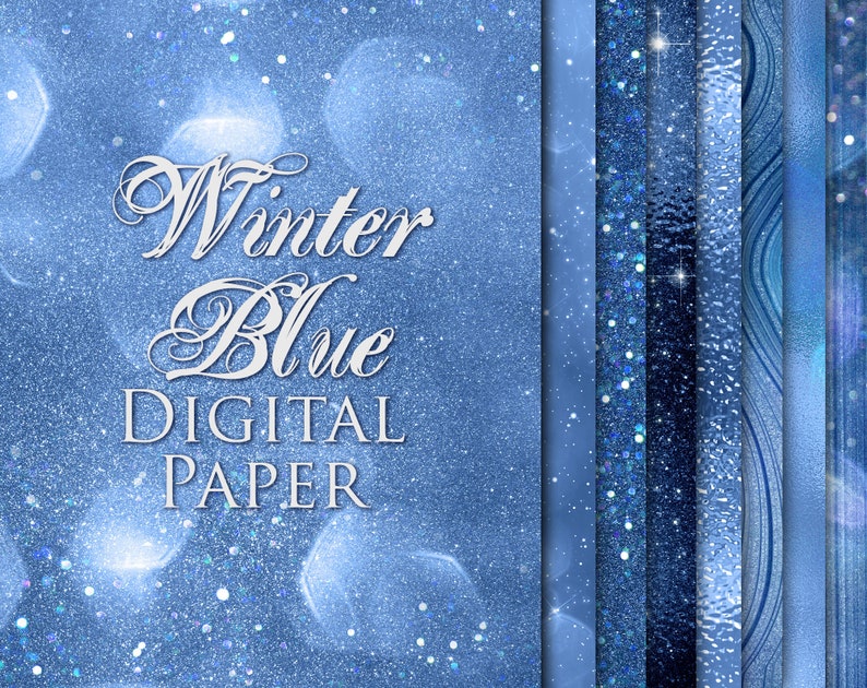 12 Winter Blue Digital Paper Abstract Background Digital | Etsy