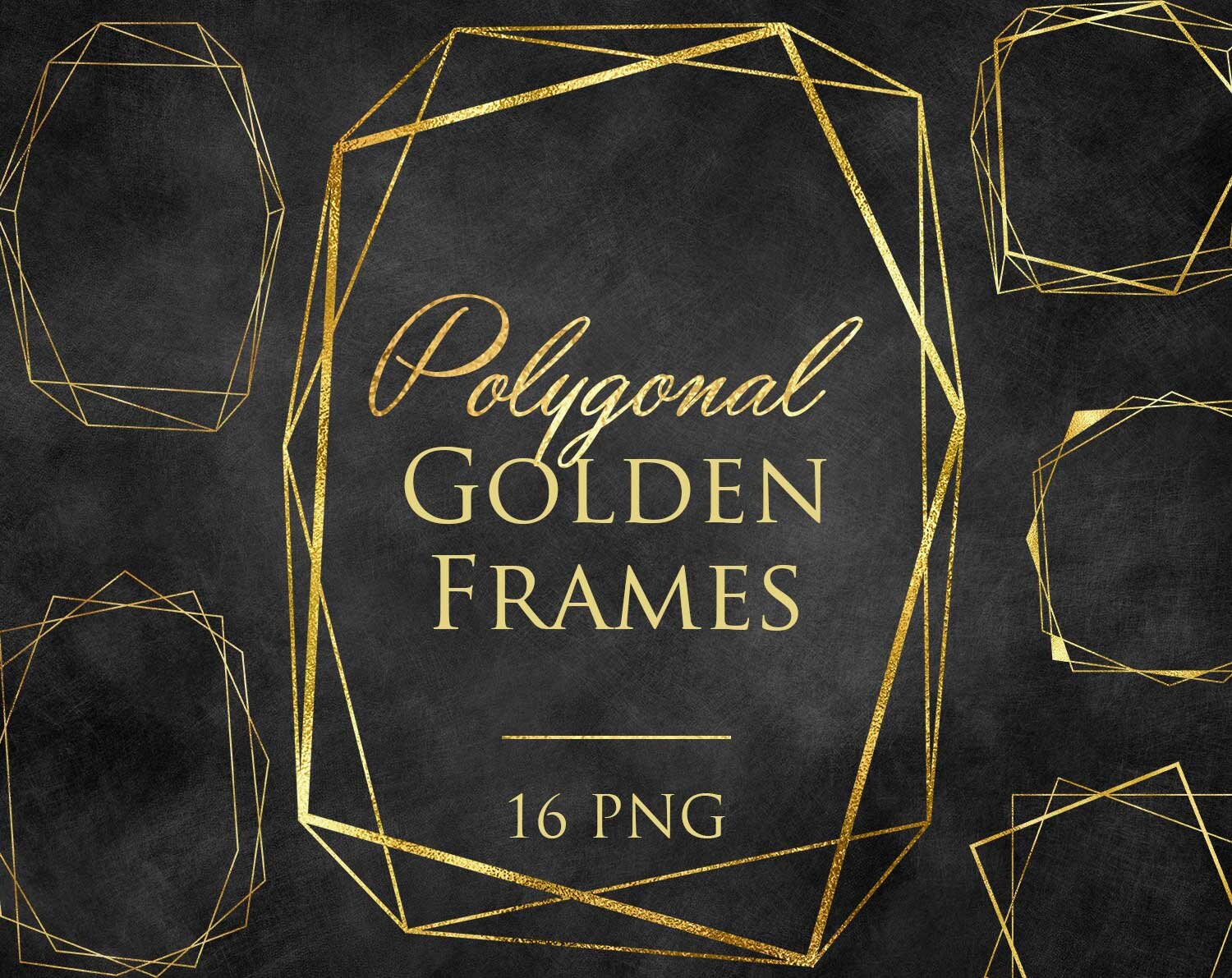 16 Golden Polygonal Frames Clip Art Digital Pack Instant - Etsy