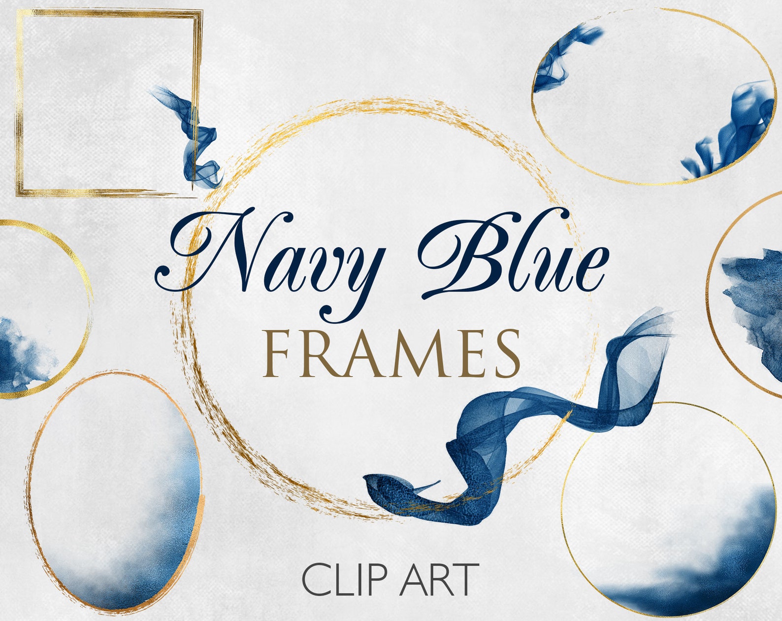 12 PNG Navy Blue Gold Frames Gold and Blue Design Elements - Etsy
