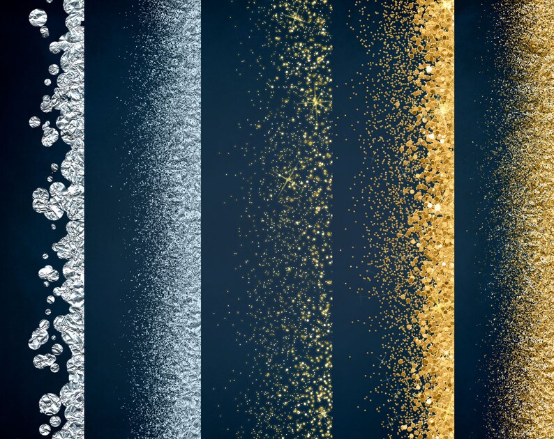 10 Foil and Glitter Frames Gold Ans Silver Frames Digital | Etsy