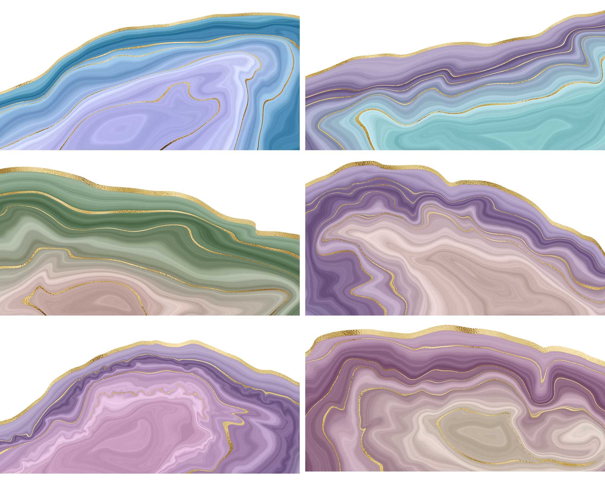 16 PNG Digital Agate Borders With Gold Veins Clip Art | Etsy