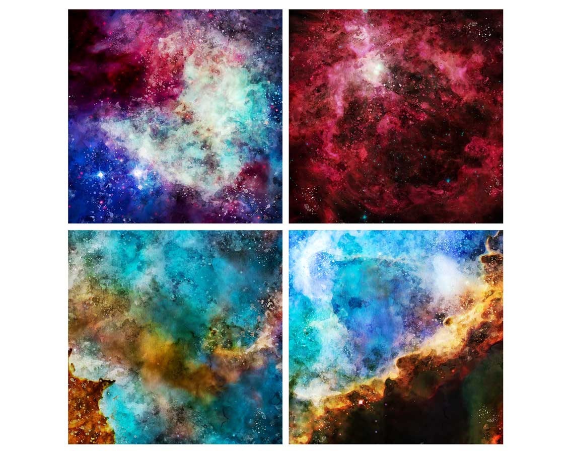 Watercolor Nebula Digital Paper, Space Digital Paper, Nebula ...