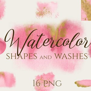 16 Digital Watercolor Shapes and Washes, Circle and Square Clip Art ...