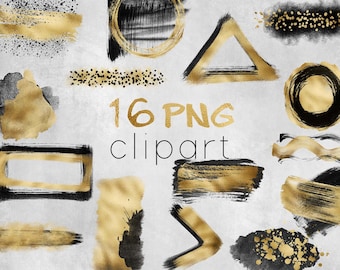14 Golden Brush Strokes and Splashes, Digital Files, Instant Download ...
