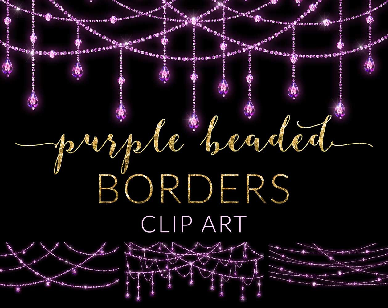 16 PNG Purple Beaded Glowing Borders Digital Files Instant - Etsy