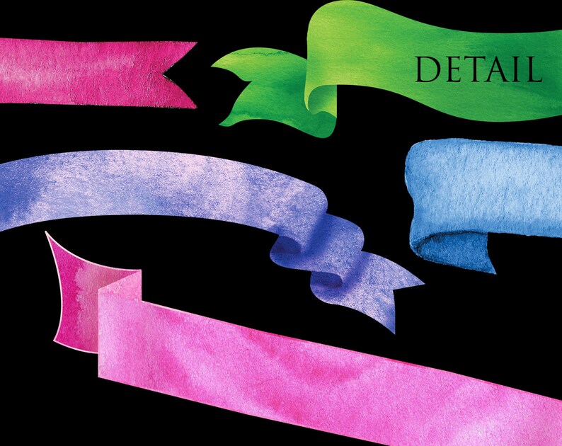 27 PNG Digital Watercolor Watercolor Banners Clipart Ribbon - Etsy