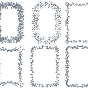 20 Silver Glitter Floral Frames, Clip Art, Digital Pack, Instant ...