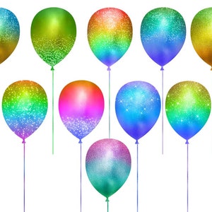20 PNG Rainbow Balloons, Instant Download, Design Elements, Color ...