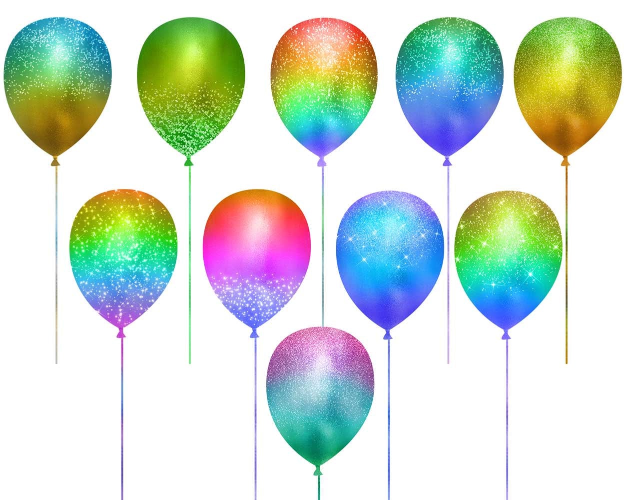 20 PNG Rainbow Balloons Instant Download Design Elements - Etsy