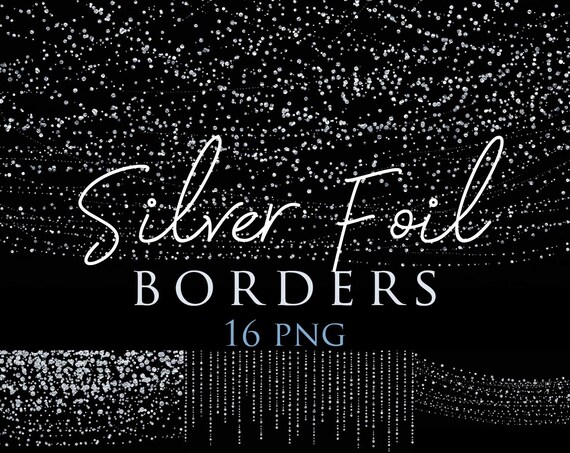 16 Silver Foil borders Overlay Digital pack Instant | Etsy