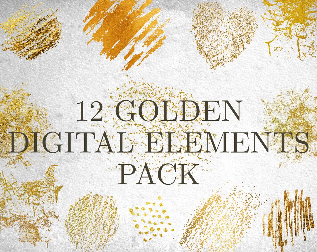 Golden Elements Digital Pack, Instant Download, Gold Design Elements ...