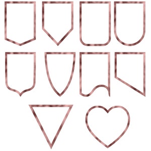 16 PNG Rose Gold Fancy Flag Shapes, Digital Pack, Instant Download ...