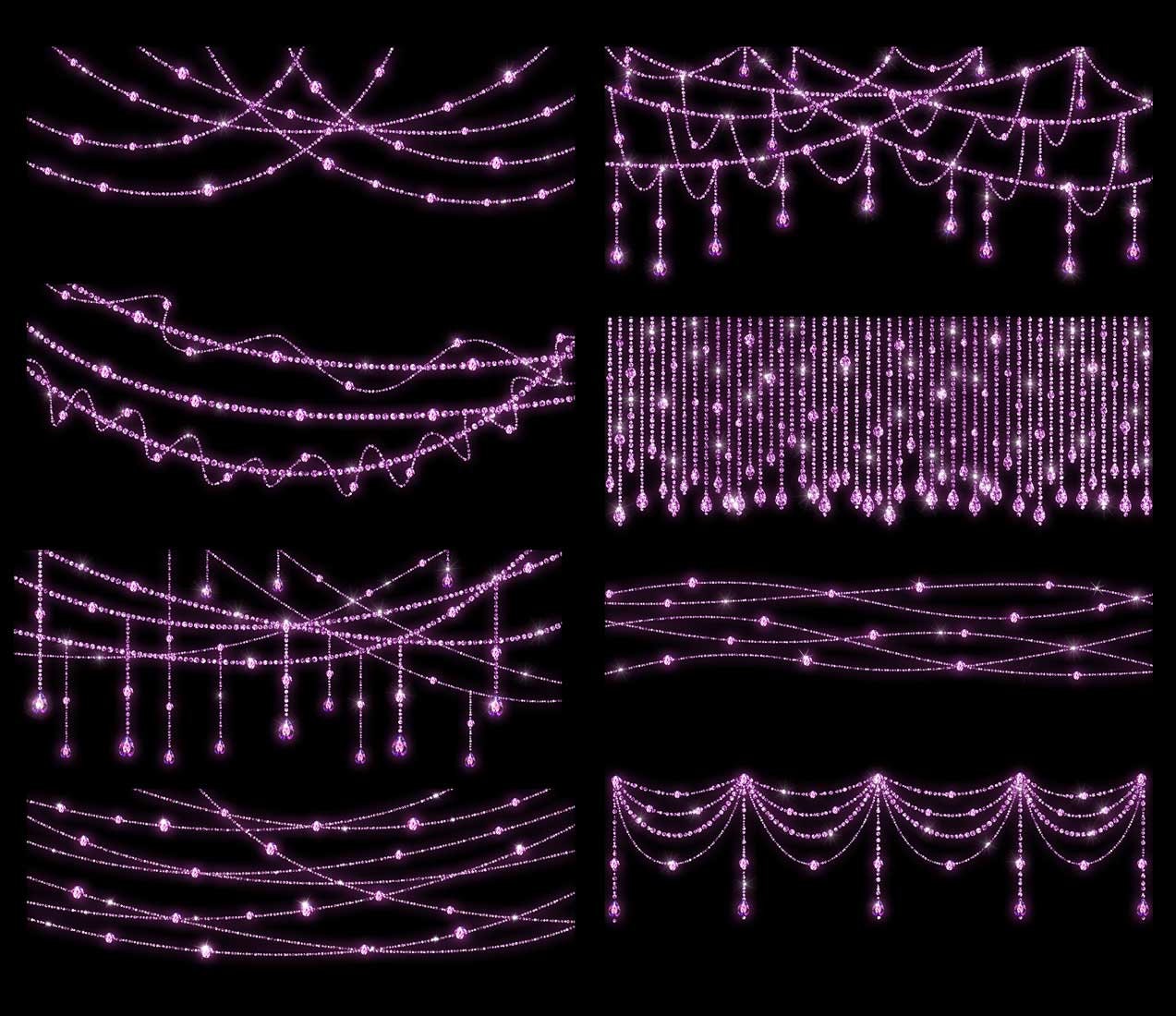 16 PNG Purple Beaded Glowing Borders Digital Files Instant | Etsy