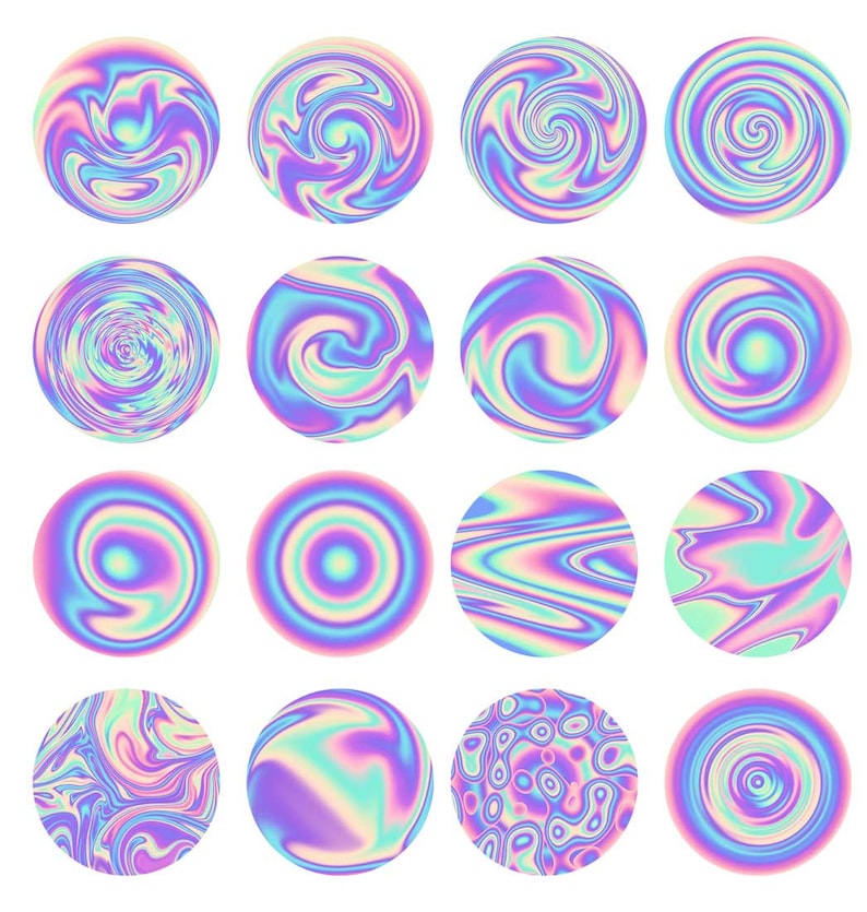 16 png Holographic Digital Circles Iridescent Dots Hologram | Etsy