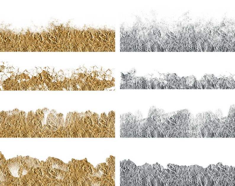 16 PNG, Gold & Silver Flake Foil Borders, Abstract Metallic Overlays ...