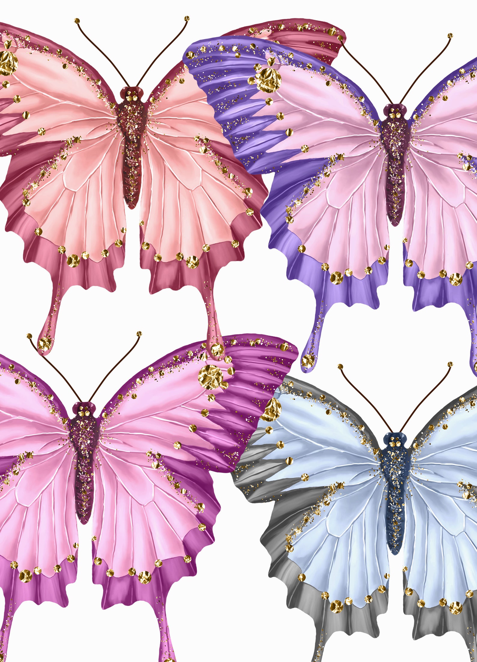 36 PNG Pastel Colors Butterflies Clip Art Digital - Etsy