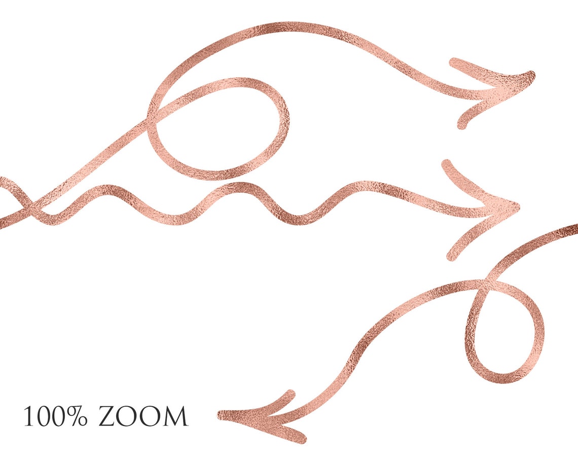 42 PNG Digital Rose Gold Arrows Clip Art Simple Curly - Etsy