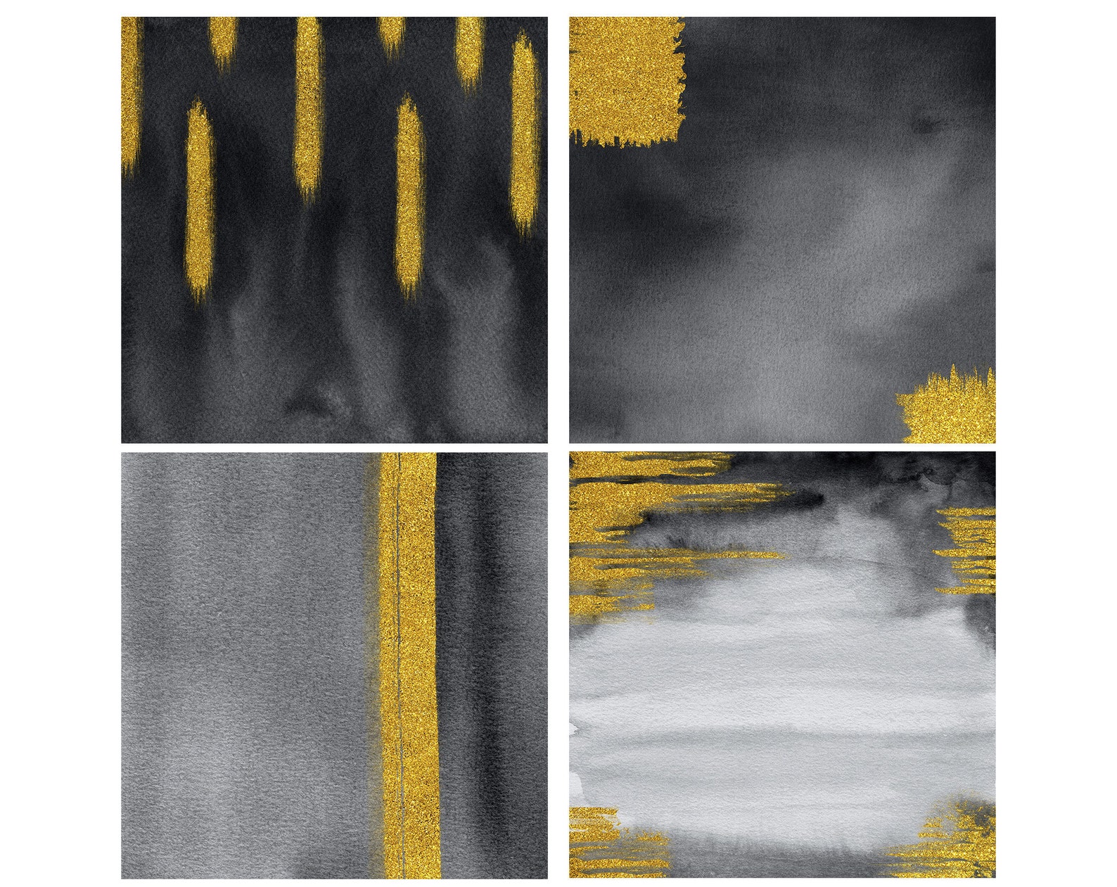 12 Digital Black&gold Watercolor Backgrounds Instant | Etsy