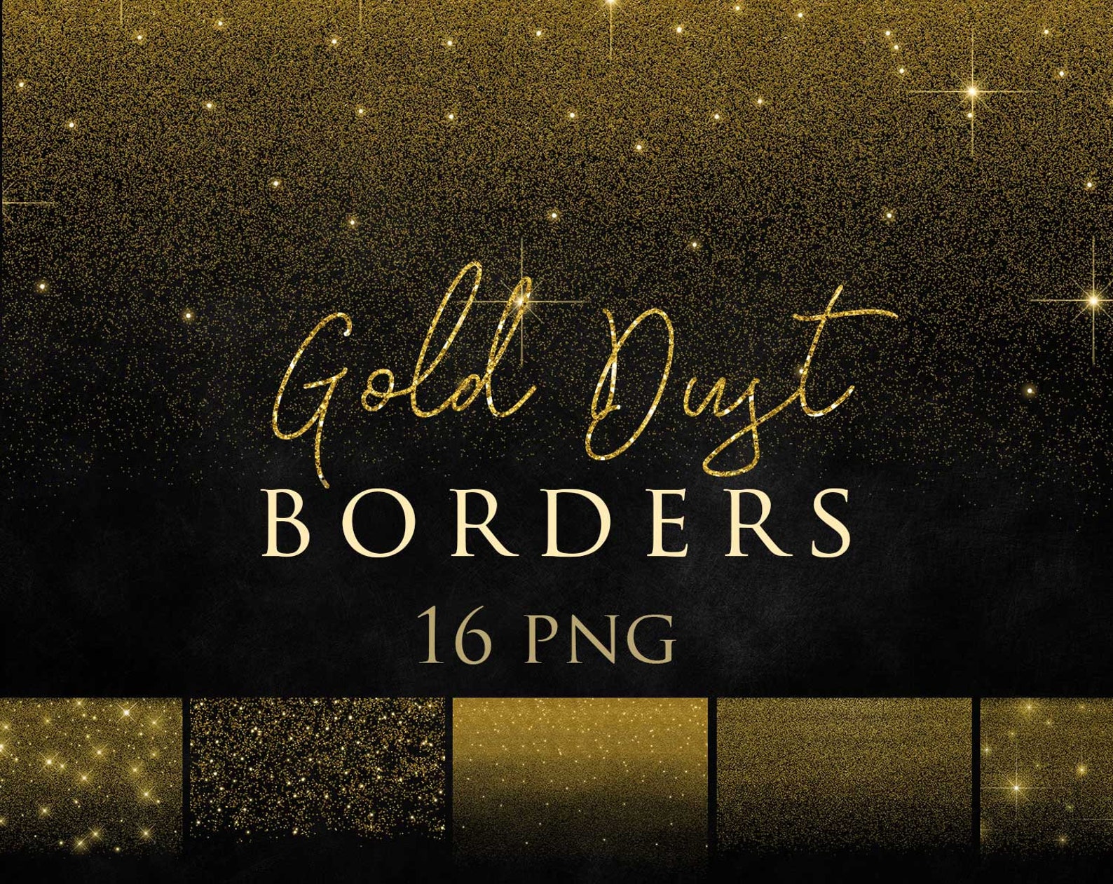 16 Gold Dust and Glitter Borders Overlay, Digital Pack, Instant ...