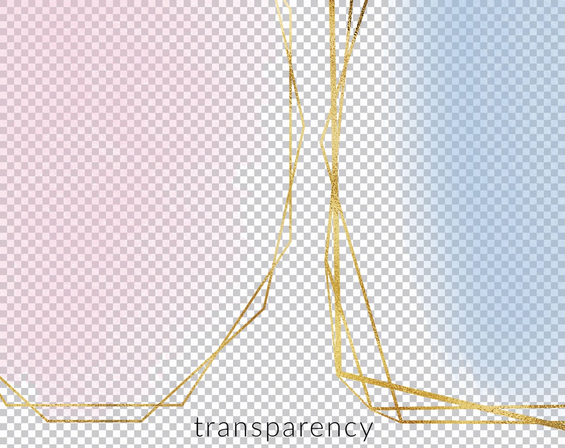 16 Golden Polygonal Frames With Pink and Blue Watercolor Clip - Etsy