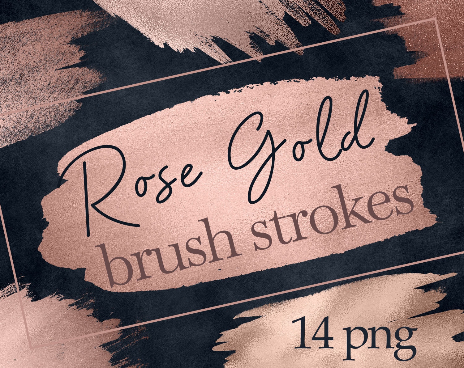 14 Rose Gold Brush Strokes Digital Files Instant Download - Etsy
