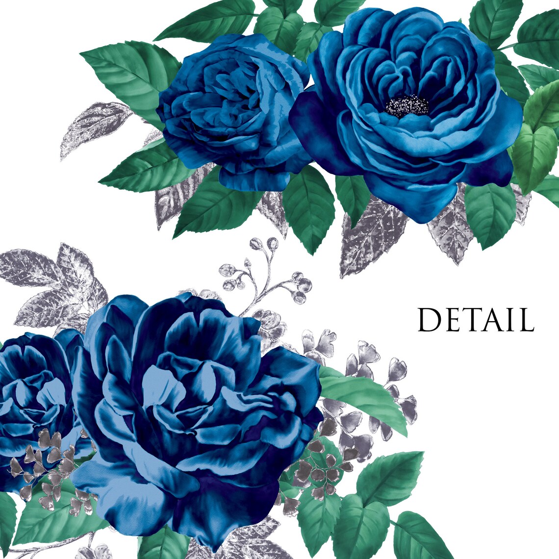 16 PNG Navy Blue Roses Bouquets With Silver Leaves Blue and - Etsy