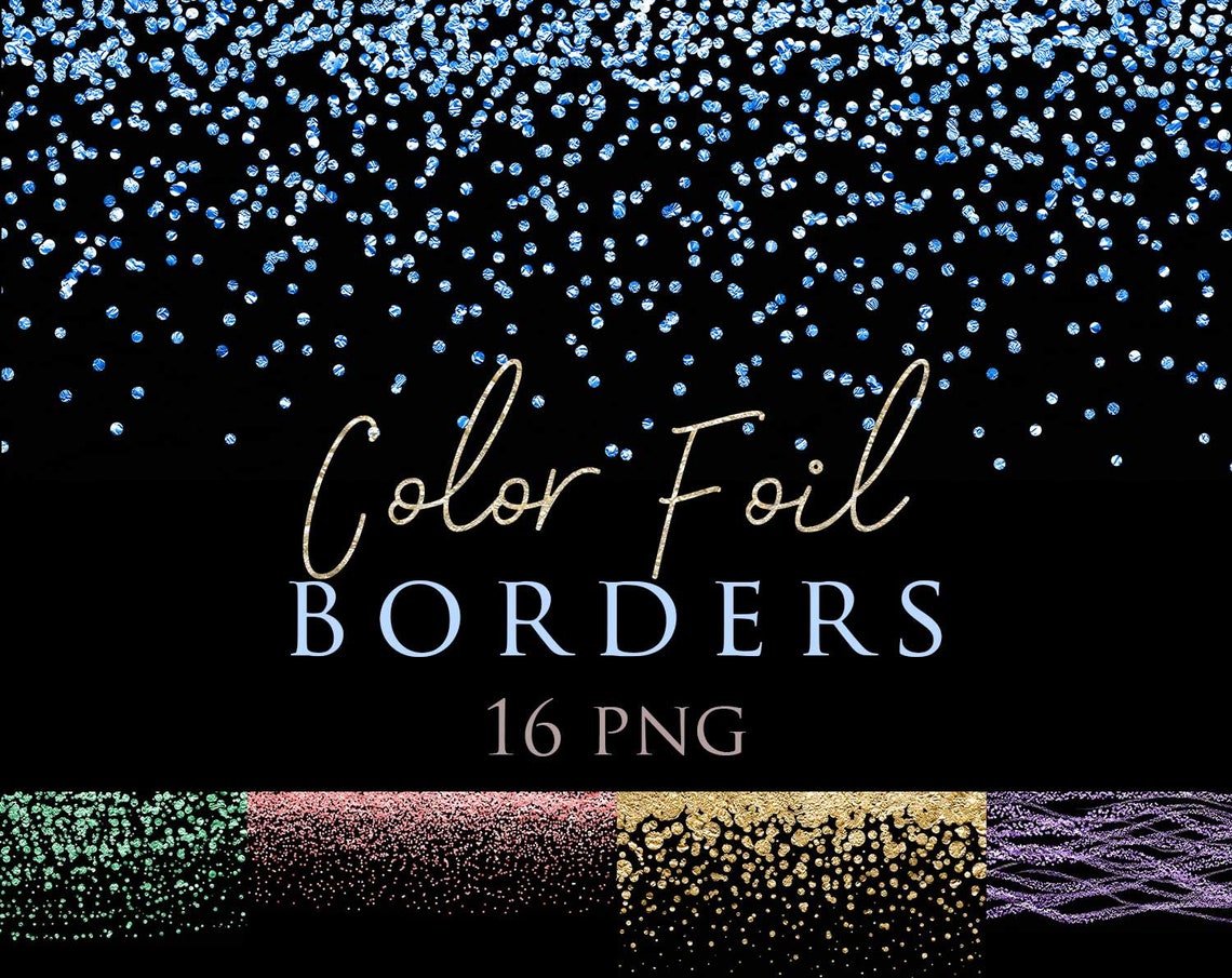 16 Color Foil borders Overlay Digital pack Instant download | Etsy