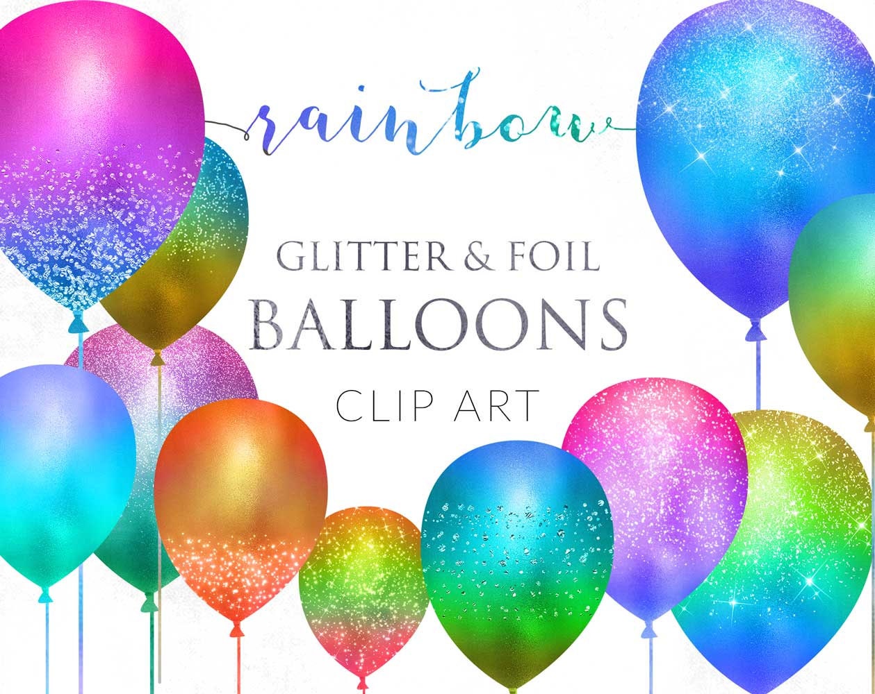 20 PNG Rainbow Balloons Instant Download Design Elements - Etsy
