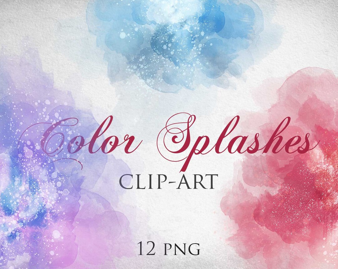 12 Digital Abstract Splashes Clip Art, Colorful Design Elements ...